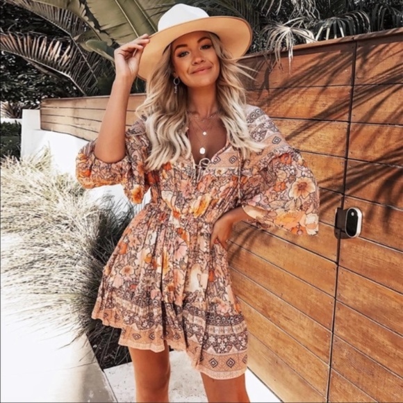 Dresses | Boho Chic Floral Print Front Tie Dress | Poshmark